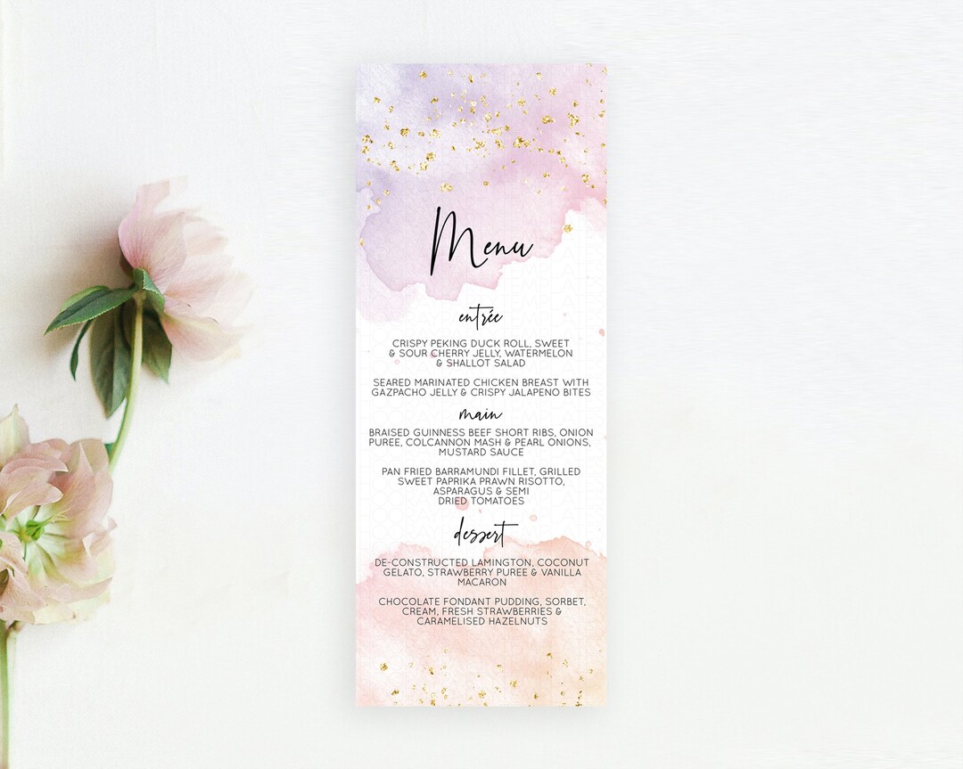 Pastel Menu Pastel Rainbow Menu Template Colorful Pastel Table Decor ...