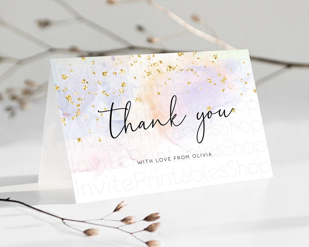 Pastel Thank You Rainbow Thank You Card Colorful Pastel Birthday Thank ...