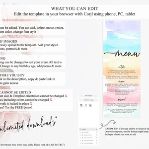 Pastel Menu Pastel Rainbow Menu Template Colorful Pastel Table Decor ...