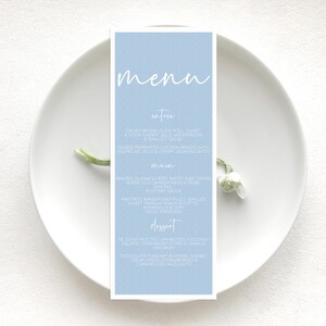 Blue Menu Pastel Blue Menu Template Blue Minimalist Table Decor Modern ...