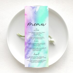 Pastel Menu Pastel Rainbow Menu Template Colorful Pastel Table - Etsy