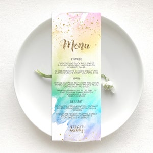 Pastel Menu Pastel Rainbow Menu Template Colorful Pastel Table Decor ...