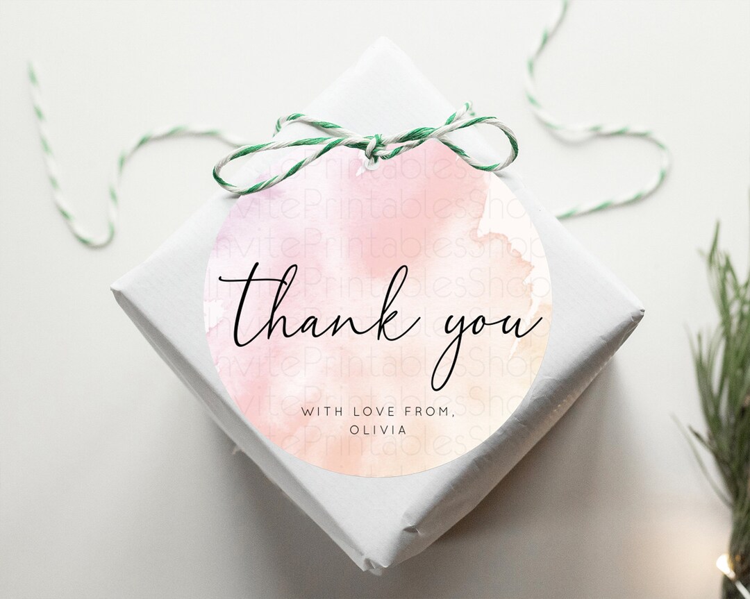 Pink Thank You Tags Pink Watercolor Thank You Gift Tags Pastel Pink ...