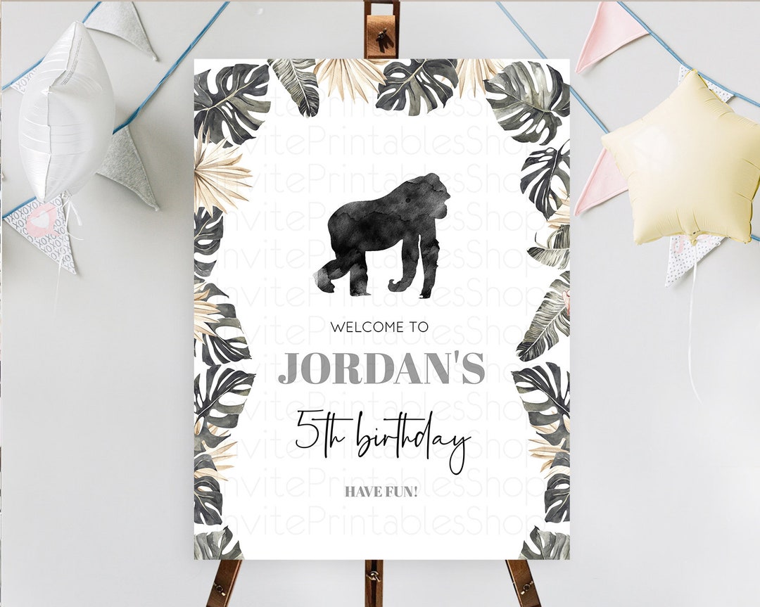 Gorilla Welcome Sign Gorilla Welcome Board Gorilla Party Welcome Poster ...