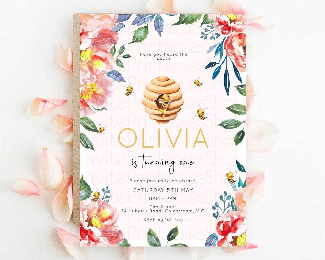 Bee Birthday Invitation Bee Invitation Bee Day Invitation Beehive ...