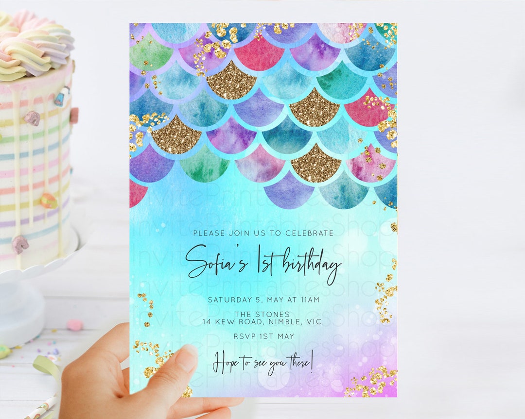 Rainbow Fish Invitation Rainbow Fish Birthday Invitation Watercolor ...