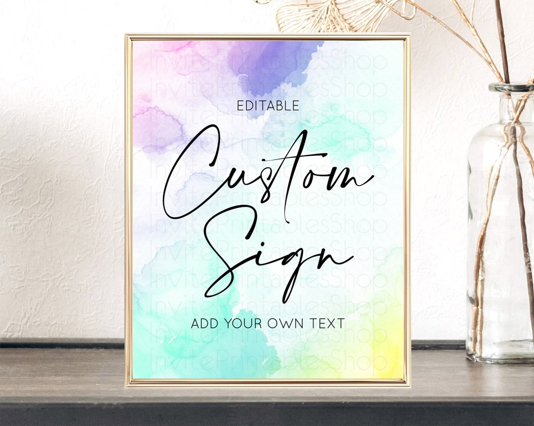 Pastel Sign Ombre Table Sign Decor Pastel Ombre Rainbow Watercolor ...