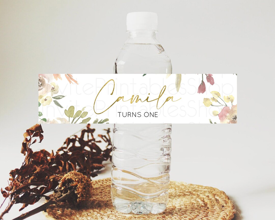 Wildflower Water Label Template Secret Garden Water Label Pastel Floral ...