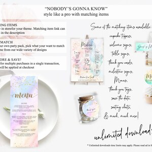 Pastel Menu Pastel Rainbow Menu Template Colorful Pastel Table Decor ...