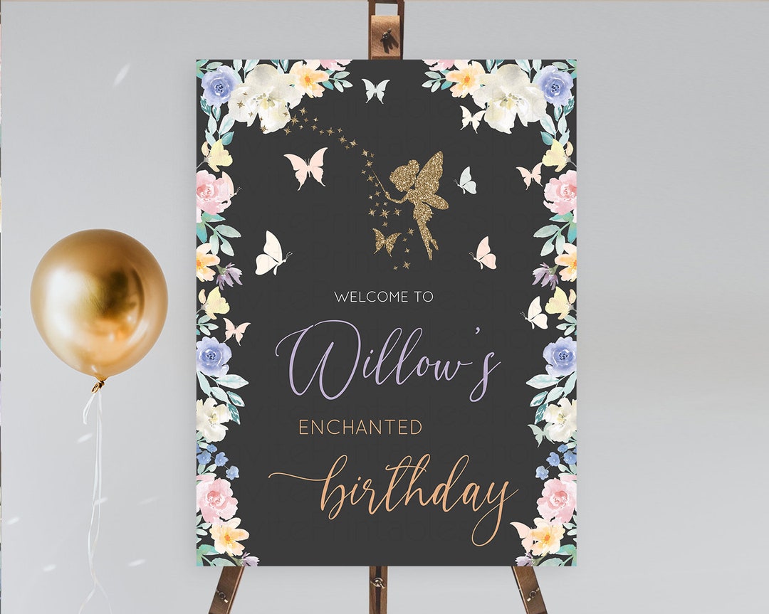 Fairy Welcome Sign Fairy Welcome Board Enchanted Garden Pastel Floral ...