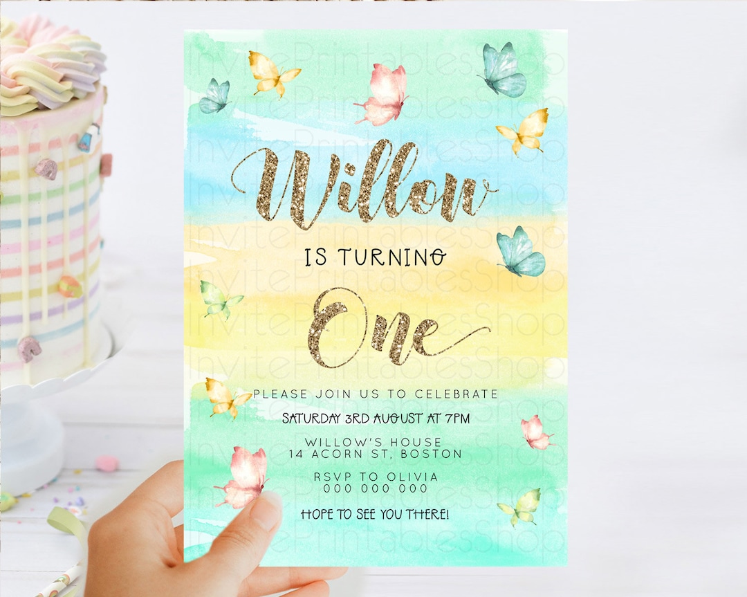 Pastel Butterfly Birthday Invitation Butterfly Birthday Invitation ...