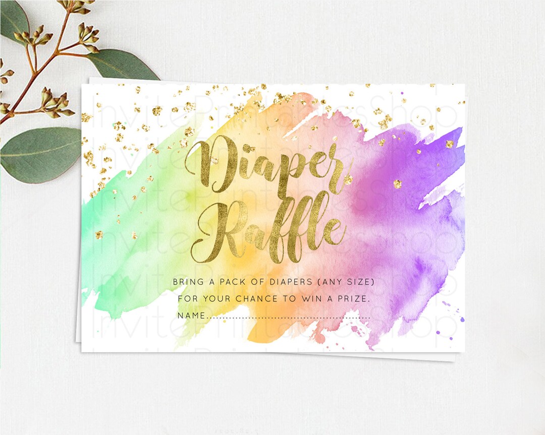 Pastel Diaper Raffle Card Pastel Rainbow Diaper Raffle Insert Colorful ...