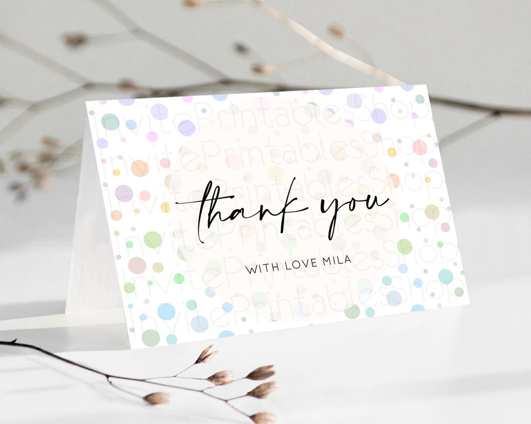 Rainbow Thank You Pastel Thank You Card Pastel Rainbow Birthday Thank ...
