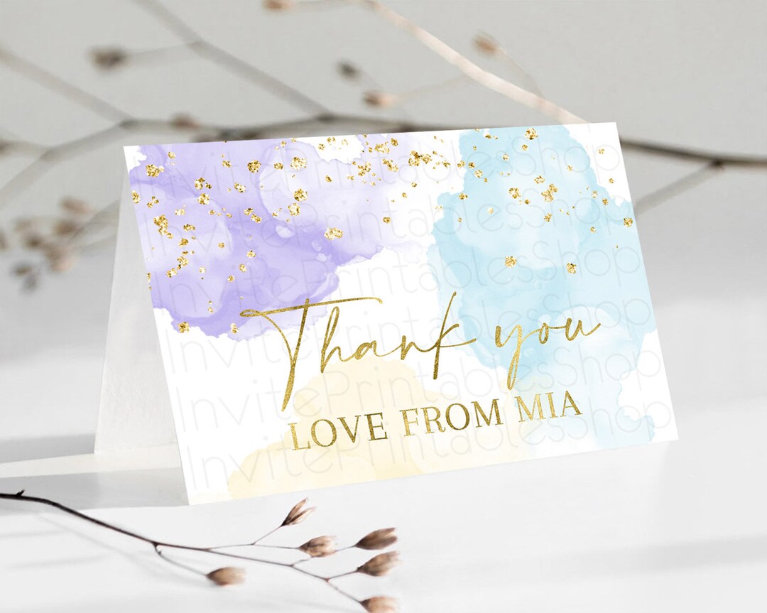 Pastel Thank You Rainbow Thank You Card Colorful Pastel Birthday Thank ...