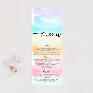 Pastel Menu Pastel Rainbow Menu Template Colorful Pastel Table Decor ...