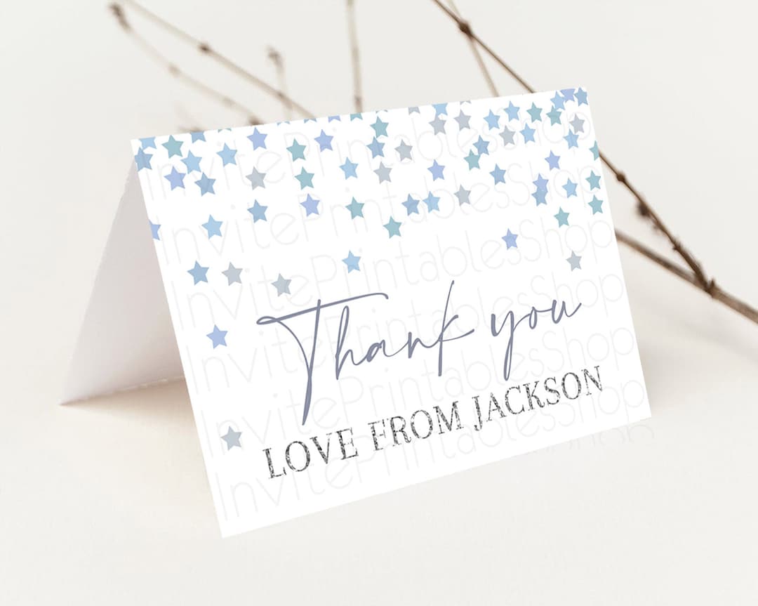 Star Thank You Card Pastel Stars Thank You Shooting Star Rainbow ...