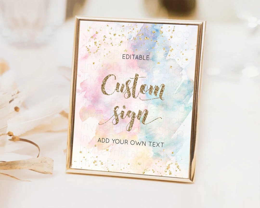 Pastel Sign Ombre Table Sign Decor Pastel Ombre Rainbow Watercolor ...