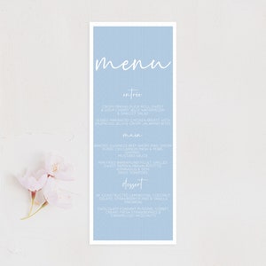 Blue Menu Pastel Blue Menu Template Blue Minimalist Table Decor Modern ...
