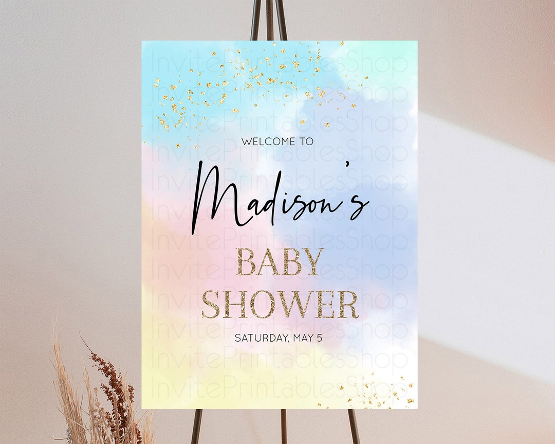 Pastel Baby Shower Welcome Sign Pastel Rainbow Welcome Sign Colorful ...