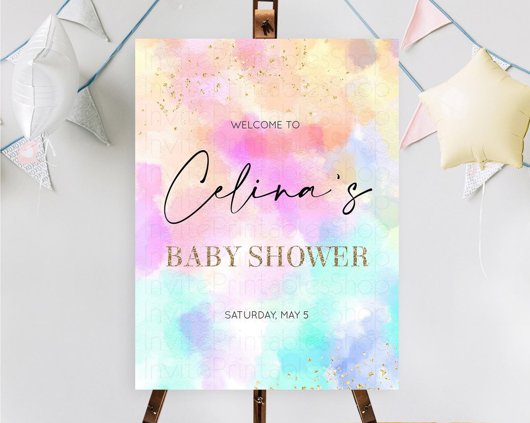 Pastel Baby Shower Welcome Sign Pastel Rainbow Welcome Sign Colorful ...