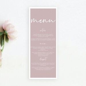 Pink Menu Pastel Pink Menu Template Pink Minimalist Table Decor Modern ...