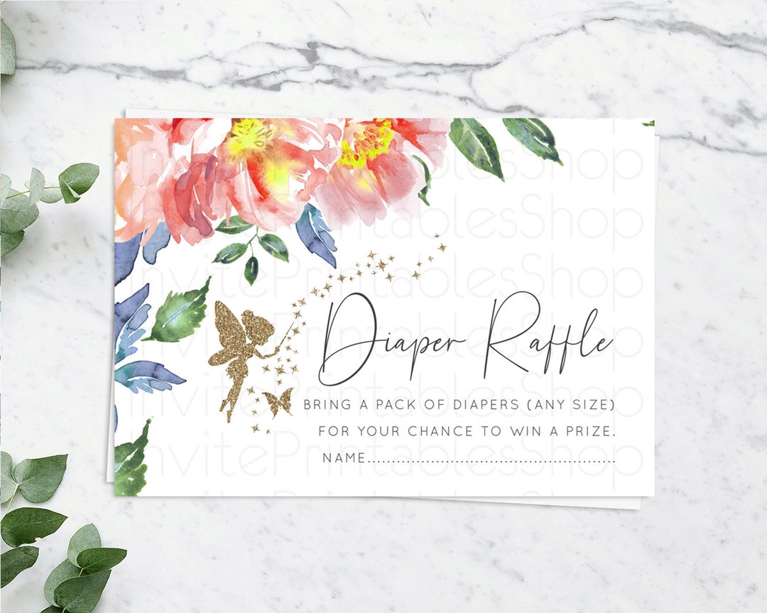 Fairy Diaper Raffle Card Fairy Diaper Insert Enchanted Garden Fairy ...