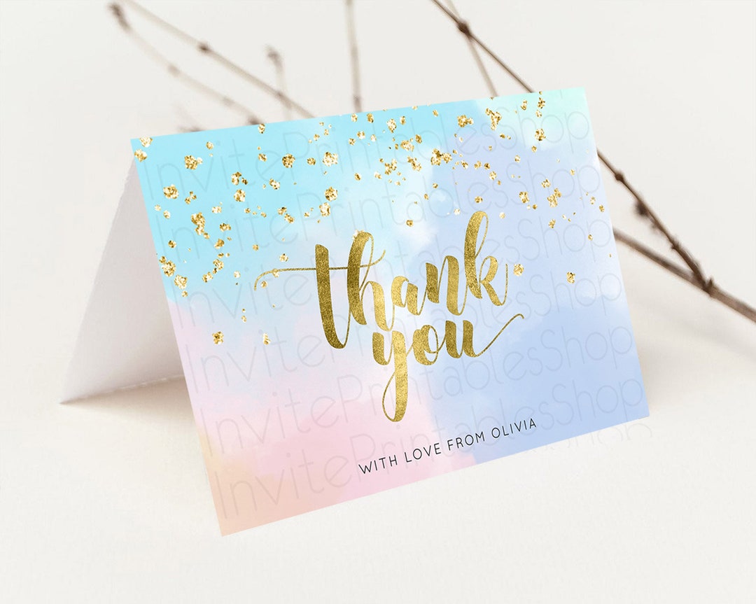 Pastel Thank You Rainbow Thank You Card Colorful Pastel Birthday Thank ...