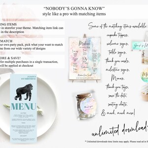Gorilla Menu Gorilla Menu Template Gorilla Table Decor Safari Forest ...