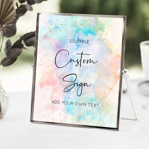 Pastel Sign Ombre Table Sign Decor Pastel Ombre Rainbow Watercolor ...