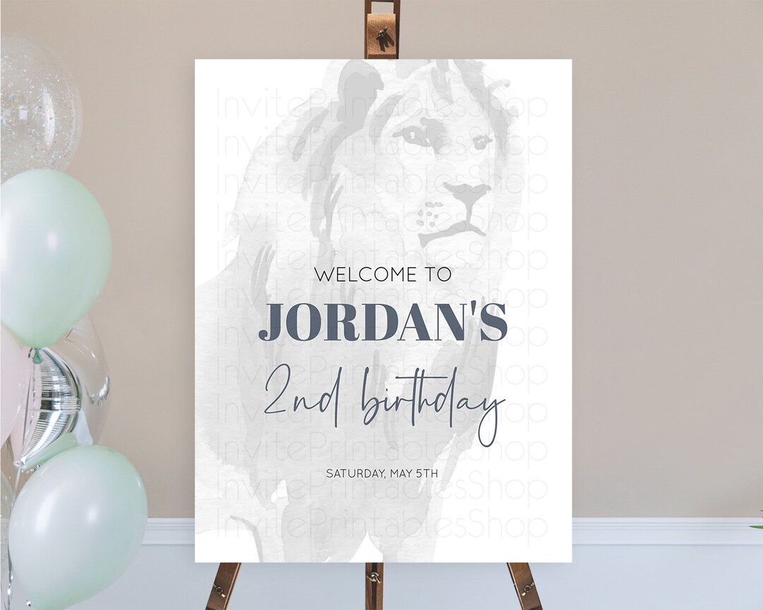 Lion Welcome Sign Lion Welcome Board Lion Party Welcome Poster Dried ...
