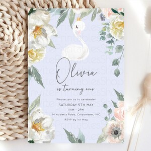 Swan Birthday Invitation Swan Princess Ballet Invitation Enchanted ...