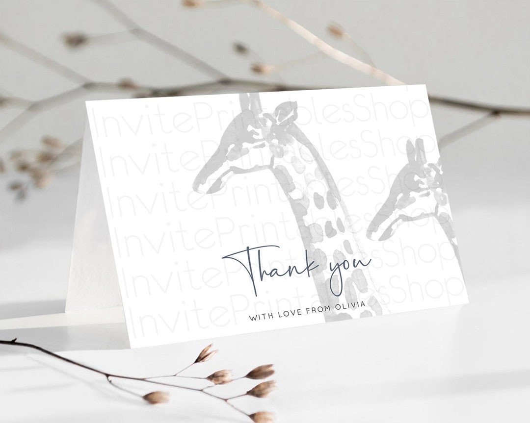 Giraffe Thank You Giraffe Thank You Card Giraffe Party Birthday Thank ...