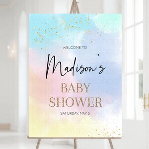 Pastel Baby Shower Welcome Sign Pastel Rainbow Welcome Sign Colorful ...