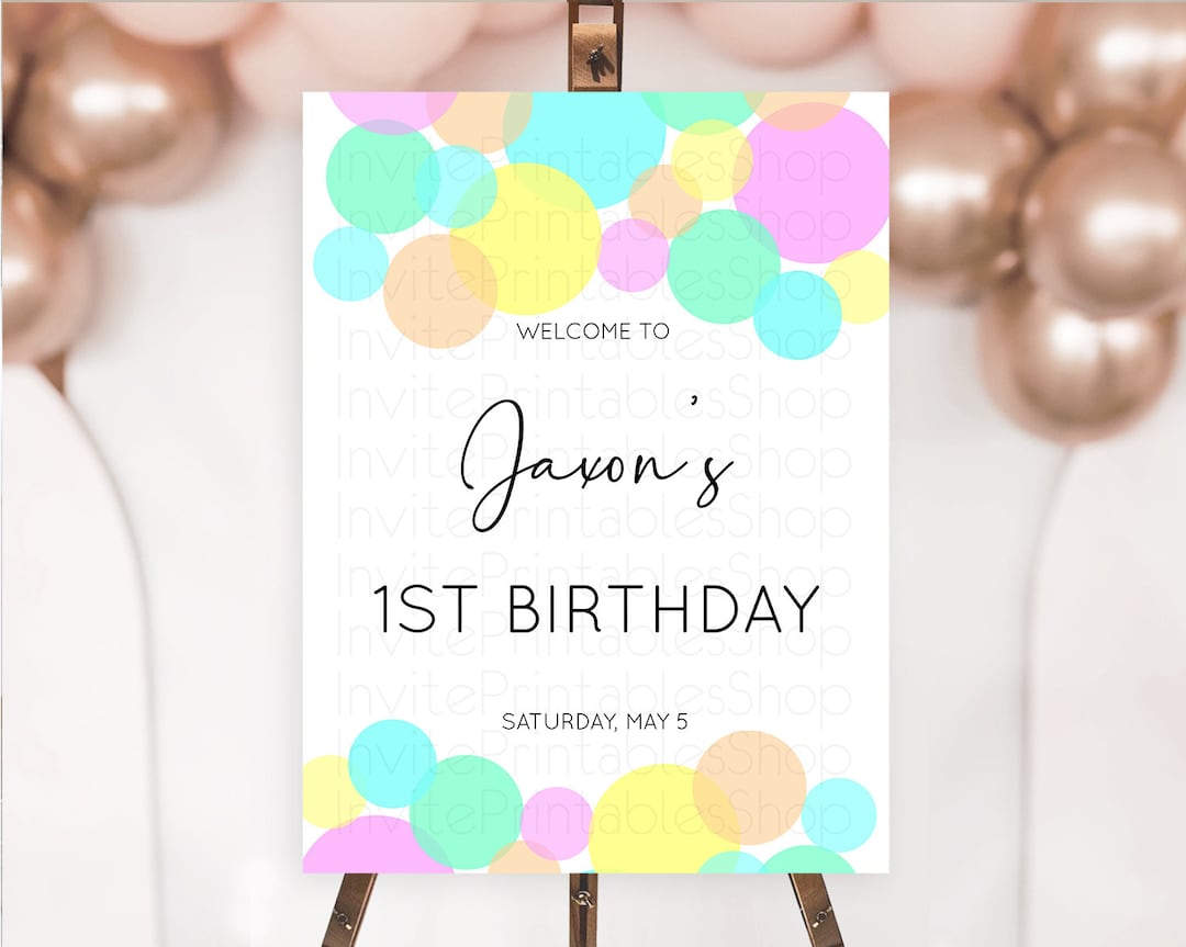 Rainbow Welcome Sign Pastel Welcome Board Pastel Rainbow Confetti ...