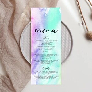 Pastel Menu Pastel Rainbow Menu Template Colorful Pastel Table - Etsy