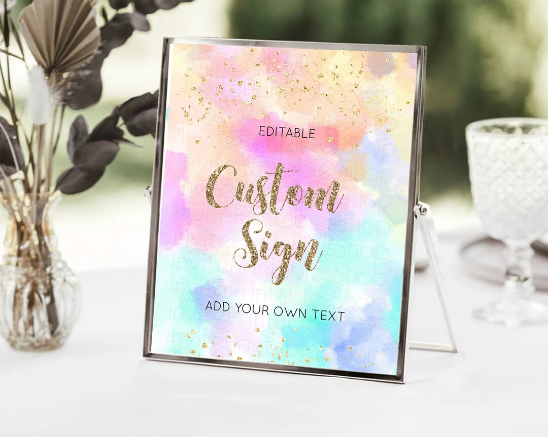 Pastel Sign Ombre Table Sign Decor Pastel Ombre Rainbow Watercolor ...