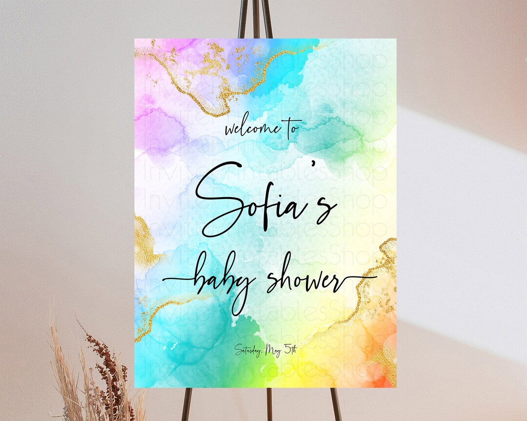 Pastel Baby Shower Welcome Sign Pastel Rainbow Welcome Sign - Etsy