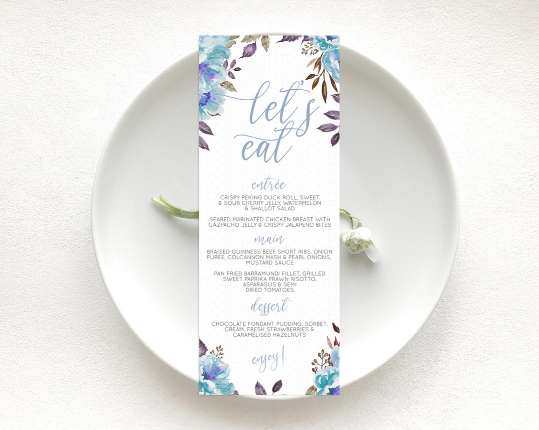 Secret Garden Menu Wildflower Menu Template Pastel Flower Garden Table ...