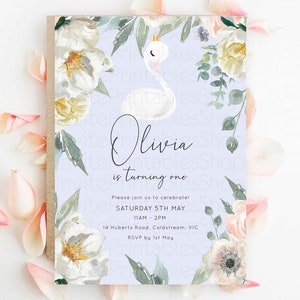 Swan Birthday Invitation Swan Princess Ballet Invitation Enchanted ...
