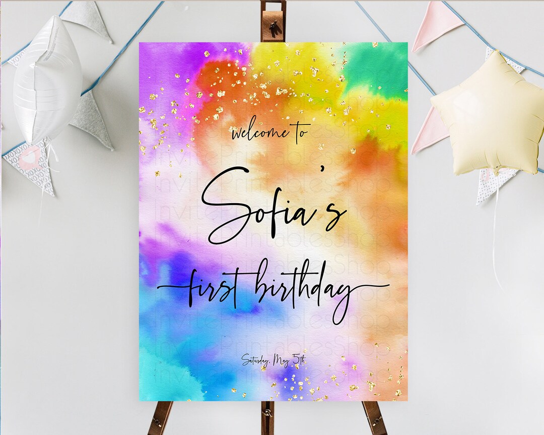 Tie Dye Welcome Board Rainbow Tie Dye Welcome Sign Pastel Welcome ...