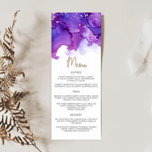 Purple Menu Purple Watercolor Menu Template Pastel Purple Table Décor ...