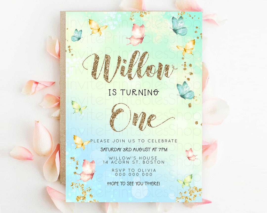 Pastel Butterfly Birthday Invitation Butterfly Birthday Invitation ...