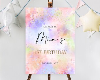 Pastel Rainbow Welcome Sign Rainbow Birthday Welcome Poster - Etsy