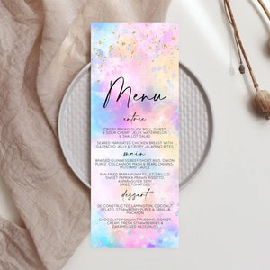 Pastel Menu Pastel Rainbow Menu Template Colorful Pastel Table Decor ...