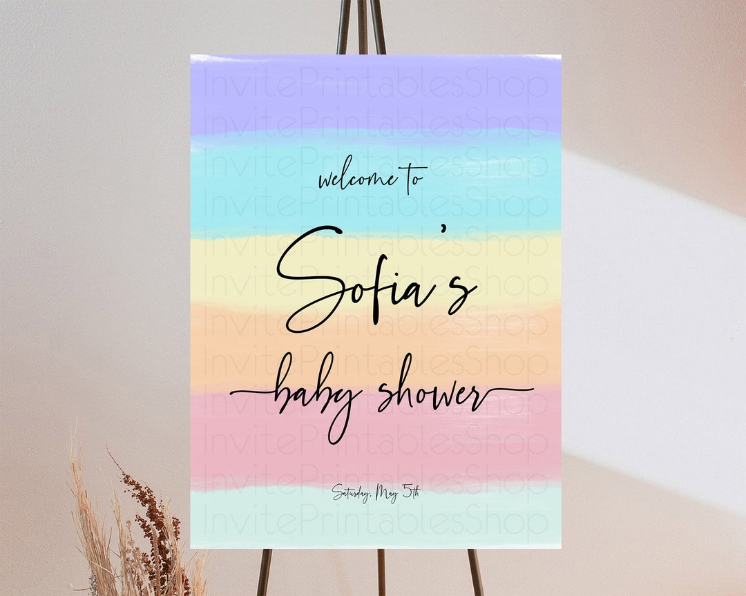 Pastel Baby Shower Welcome Sign Pastel Rainbow Welcome Sign Colorful ...