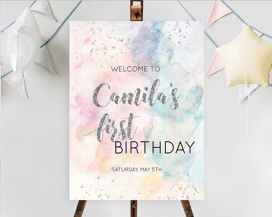 Pastel Rainbow Welcome Sign Pastel Welcome Board Pastel Colorful Party ...