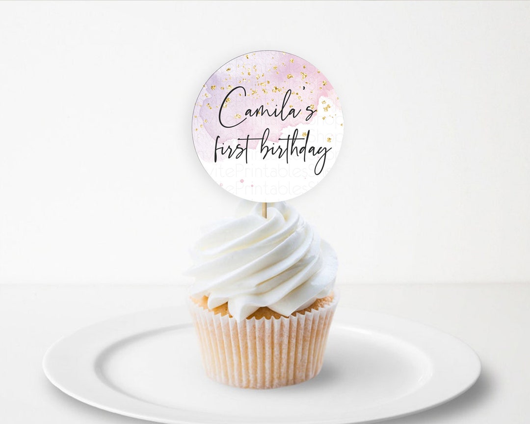 Pink Cupcake Toppers Pink Watercolor Cupcake Toppers Pastel Pink ...