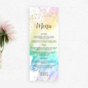 Pastel Menu Pastel Rainbow Menu Template Colorful Pastel Table Decor ...
