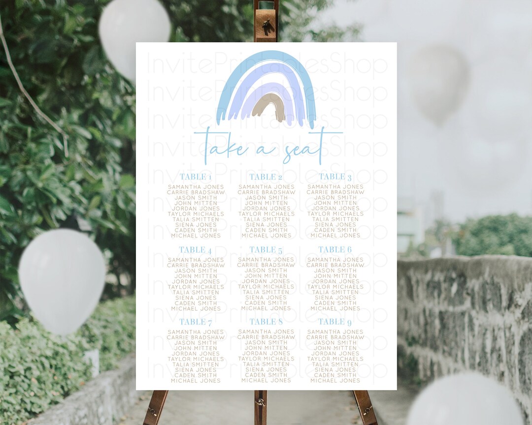 Pastel Rainbow Seating Chart Boho Rainbow Seating Chart Rainbow Seating ...
