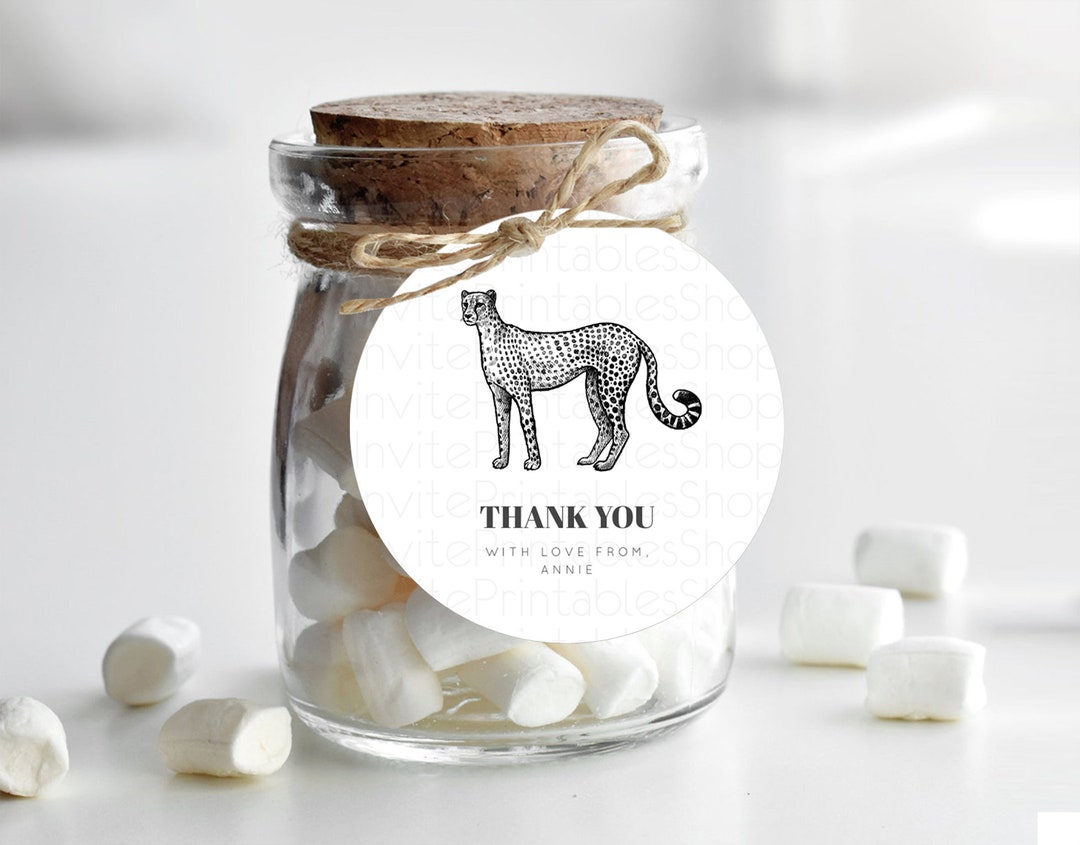 Cheetah Thank You Tags Cheetah Thank You Gift Tags Cheetah Party Favor ...